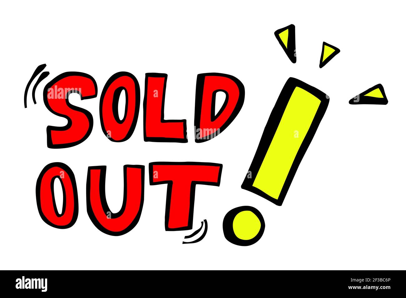 Hand Draw Red and Yellow Sketch Announcement, Sold Out , Isolated on ...