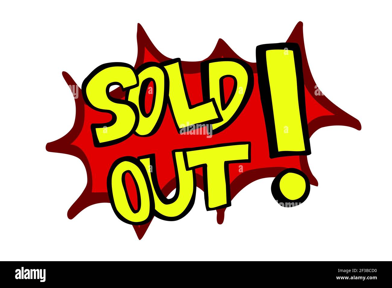 Hand Draw Red and Yellow Sketch Announcement, Sold Out , Isolated on ...