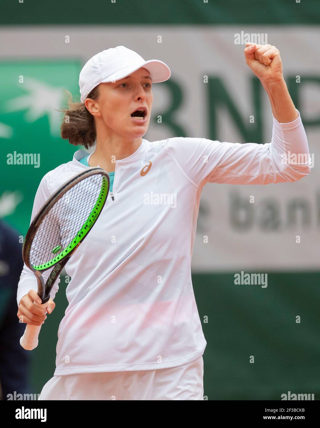 Polish tennis player Iga Swiatek celebrating during French Open 2020 ...
