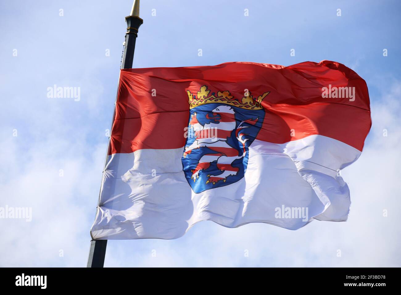 Flag of Hessen (Germany) in the state capital Wiesbaden Stock Photo - Alamy