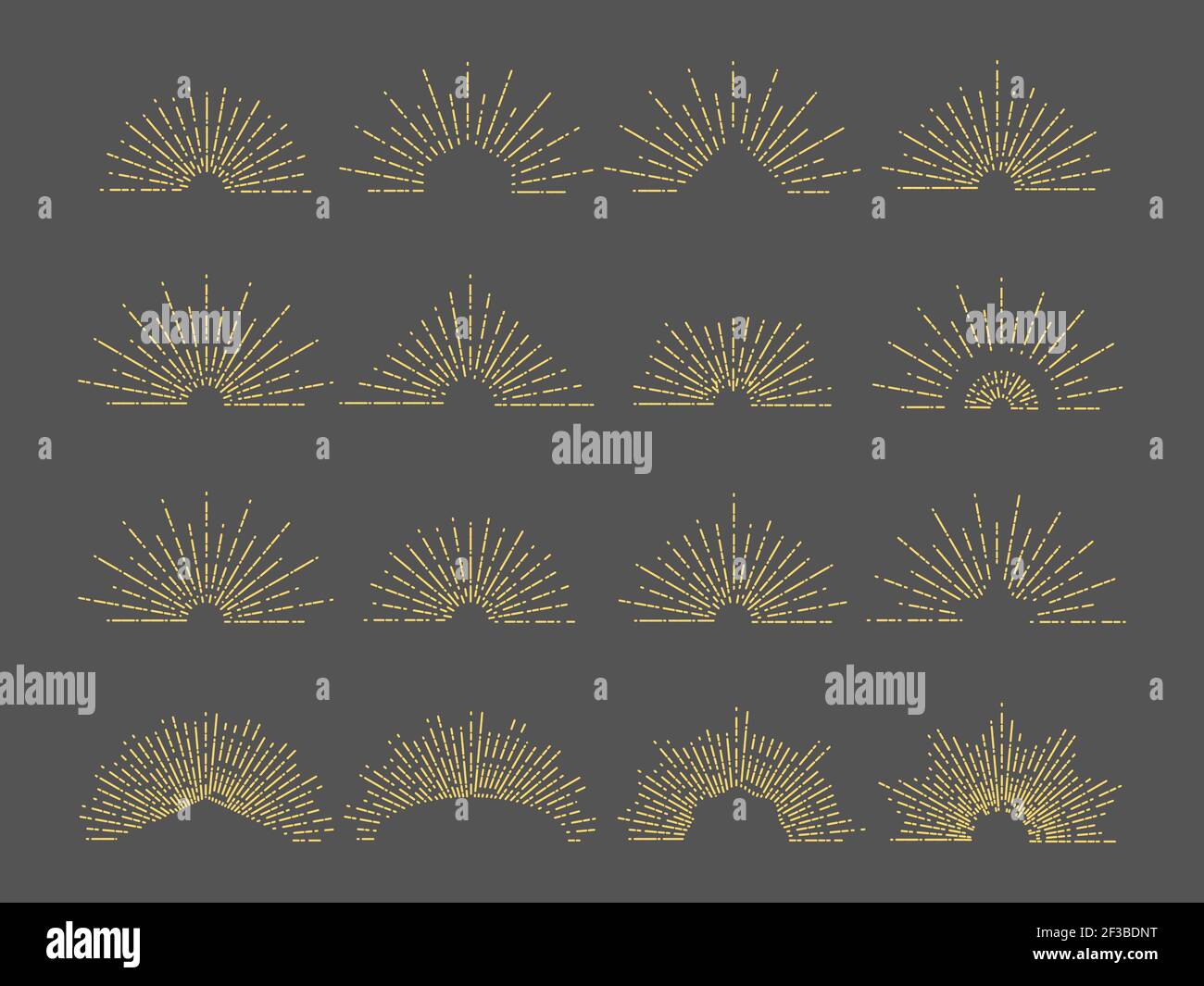 Vector sunburst emblem. Line radial rays illustration. Vintage gold ...