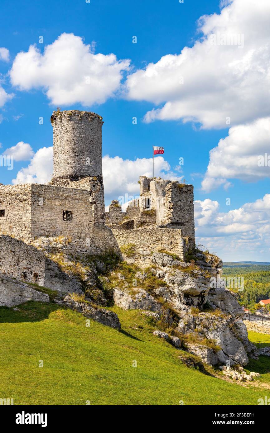 Podzamcze, Poland - August 25, 2020: Panoramic view of medieval ...