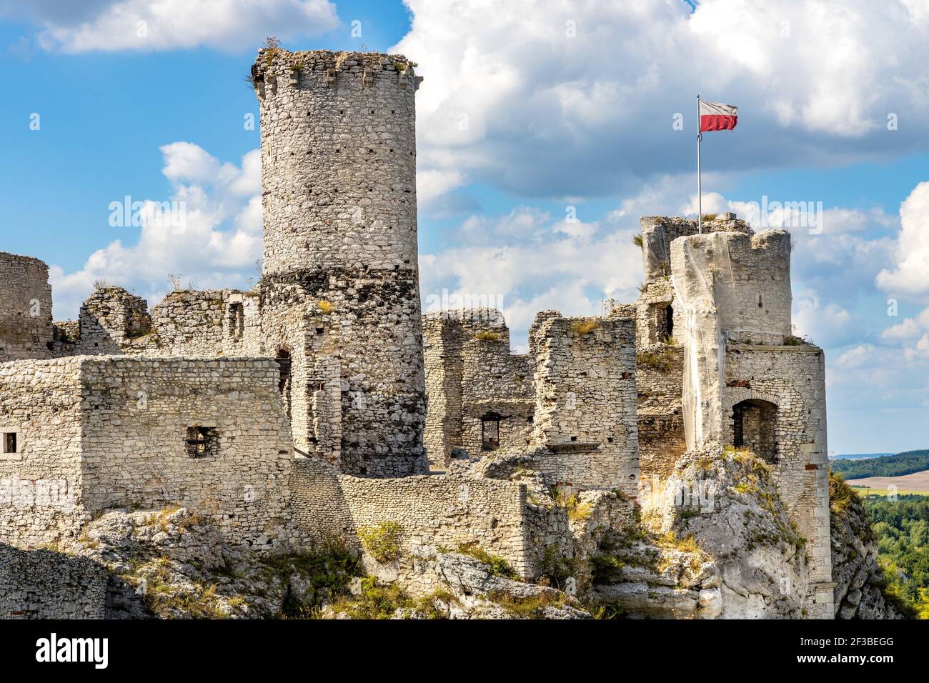 Podzamcze, Poland - August 25, 2020: Panoramic view of medieval ...