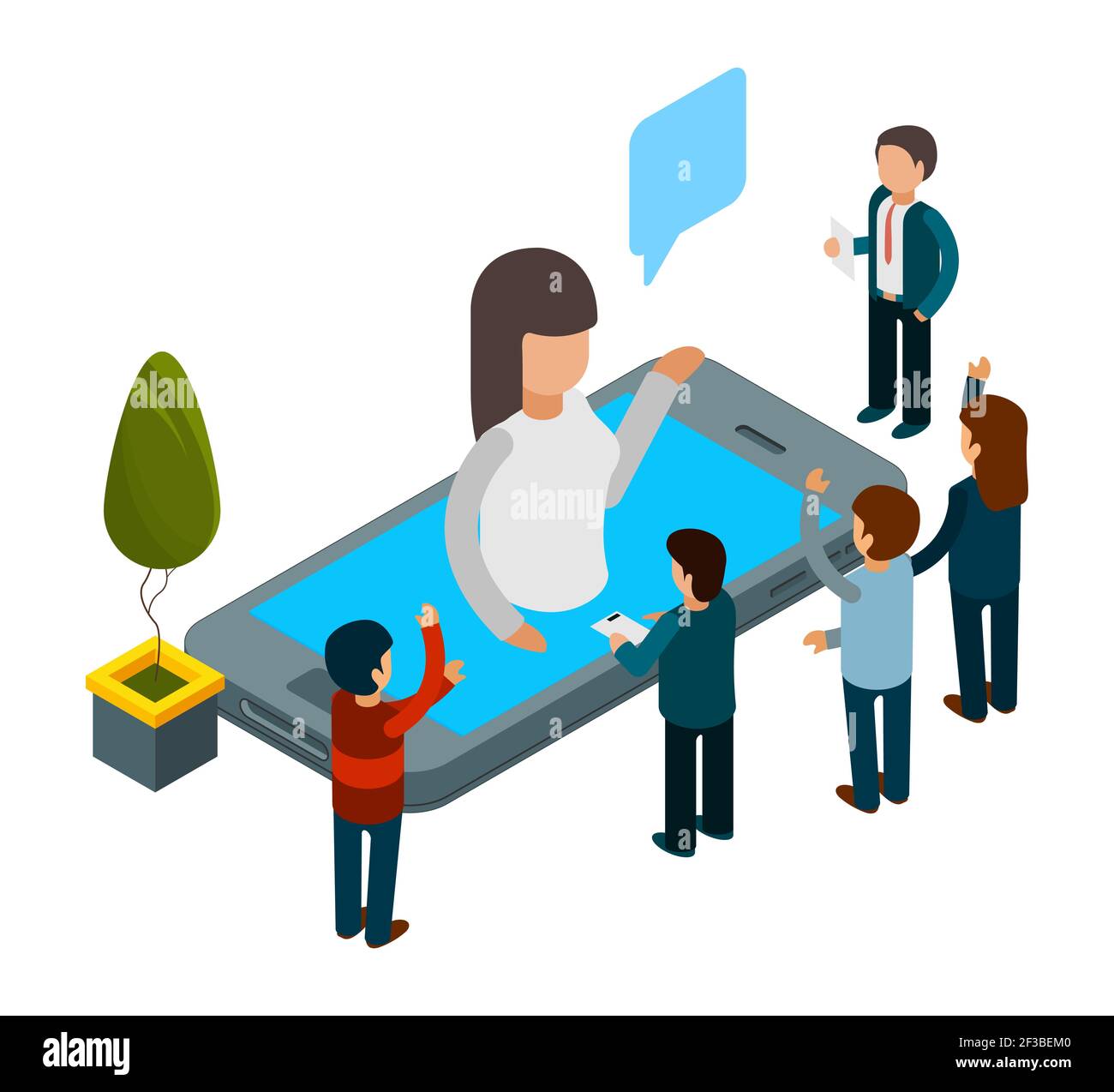 Chatbot concept. Isometric artificial intelligence. Vector people ...