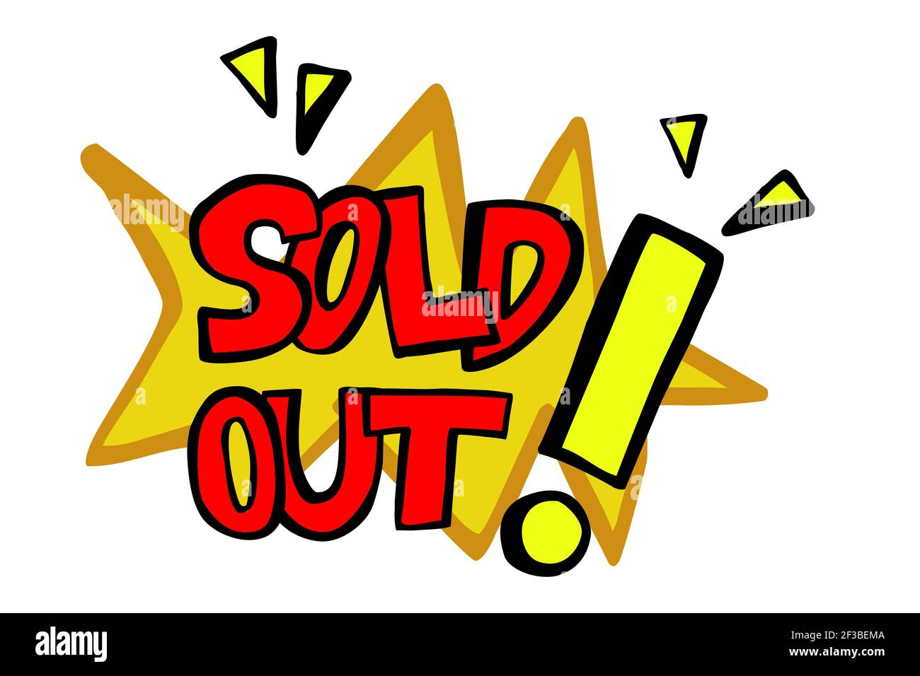 Hand Draw Red and Yellow Sketch Announcement, Sold Out , Isolated on ...