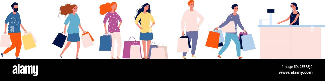 Queue store bag Stock Vector Images - Alamy