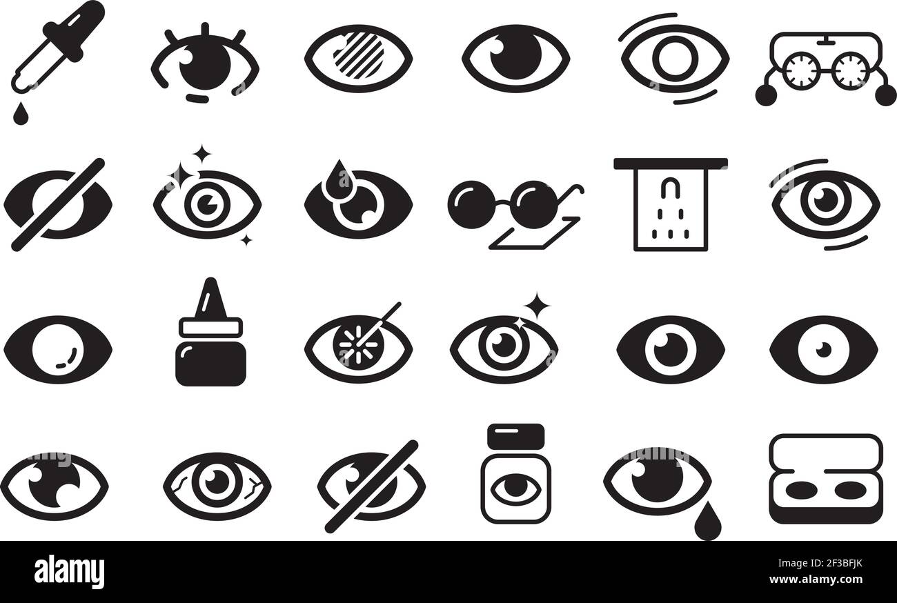 Optometry icon. Ophthalmology symbols eye doctor lens optician vector ...