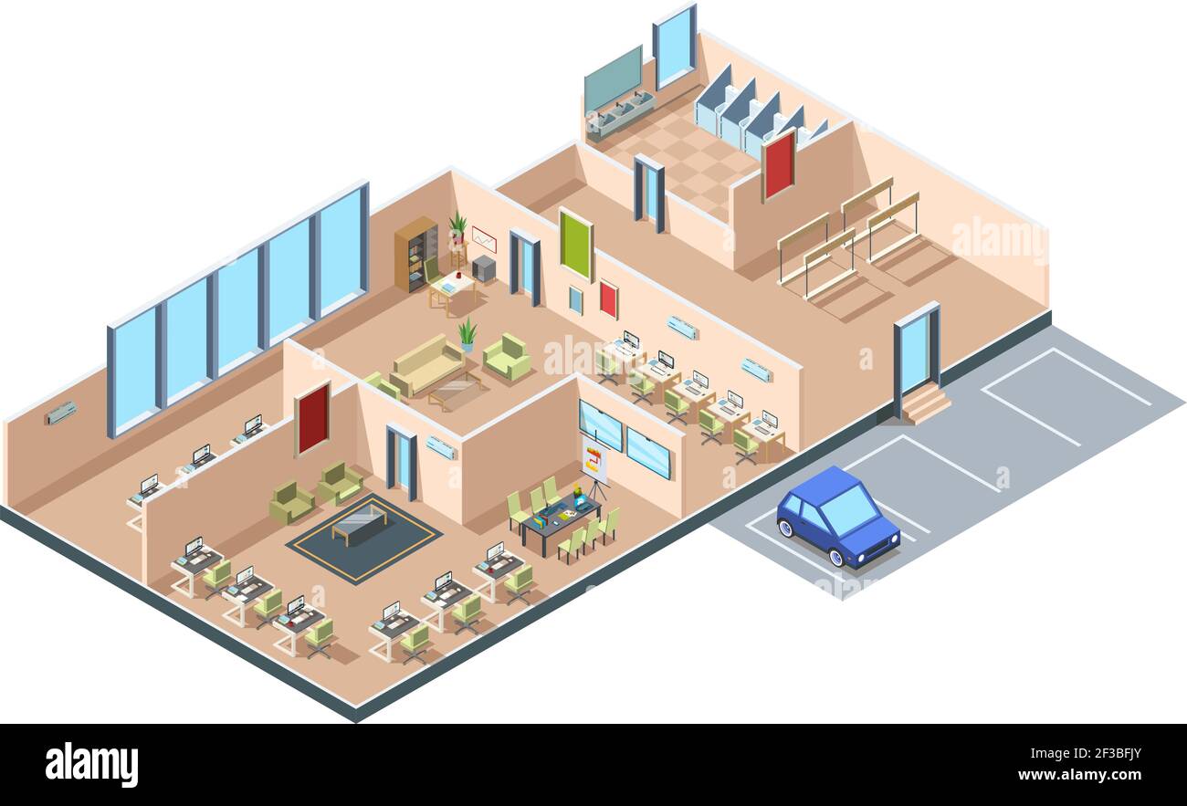 Modern loft workspace interior Stock Vector Images - Alamy