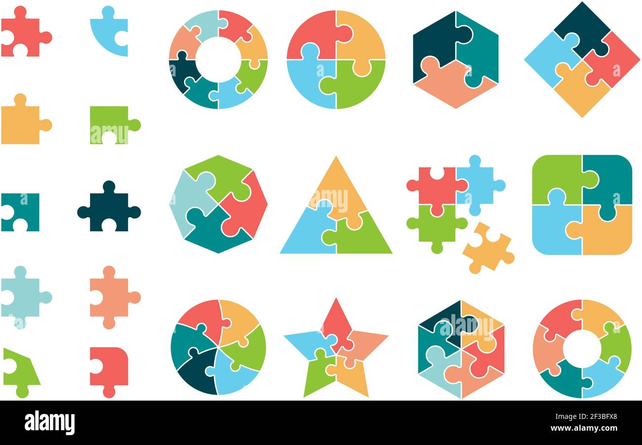Set different puzzle pieces isolated hi-res stock photography and ...
