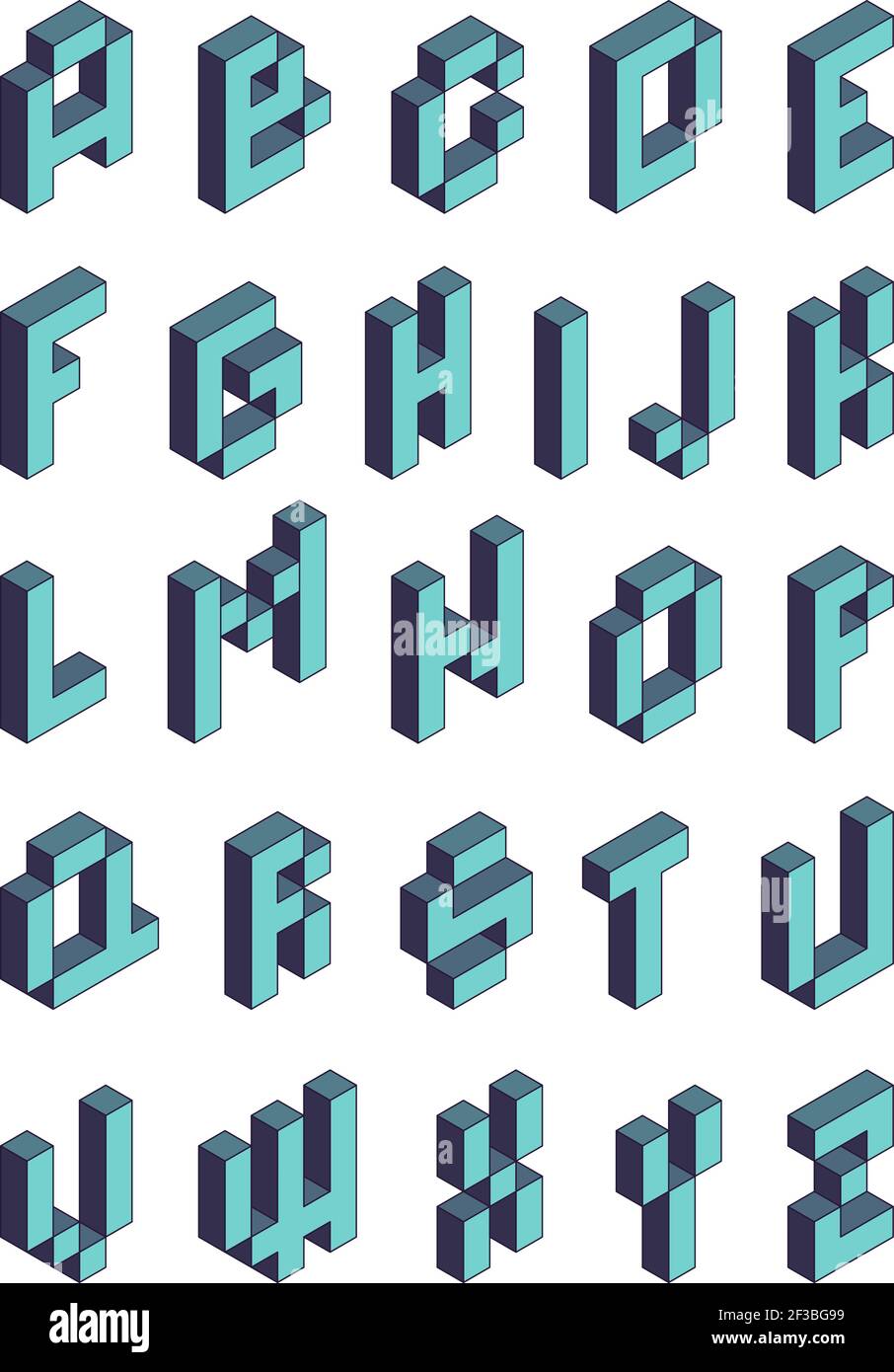 Isometric Letters Alphabet