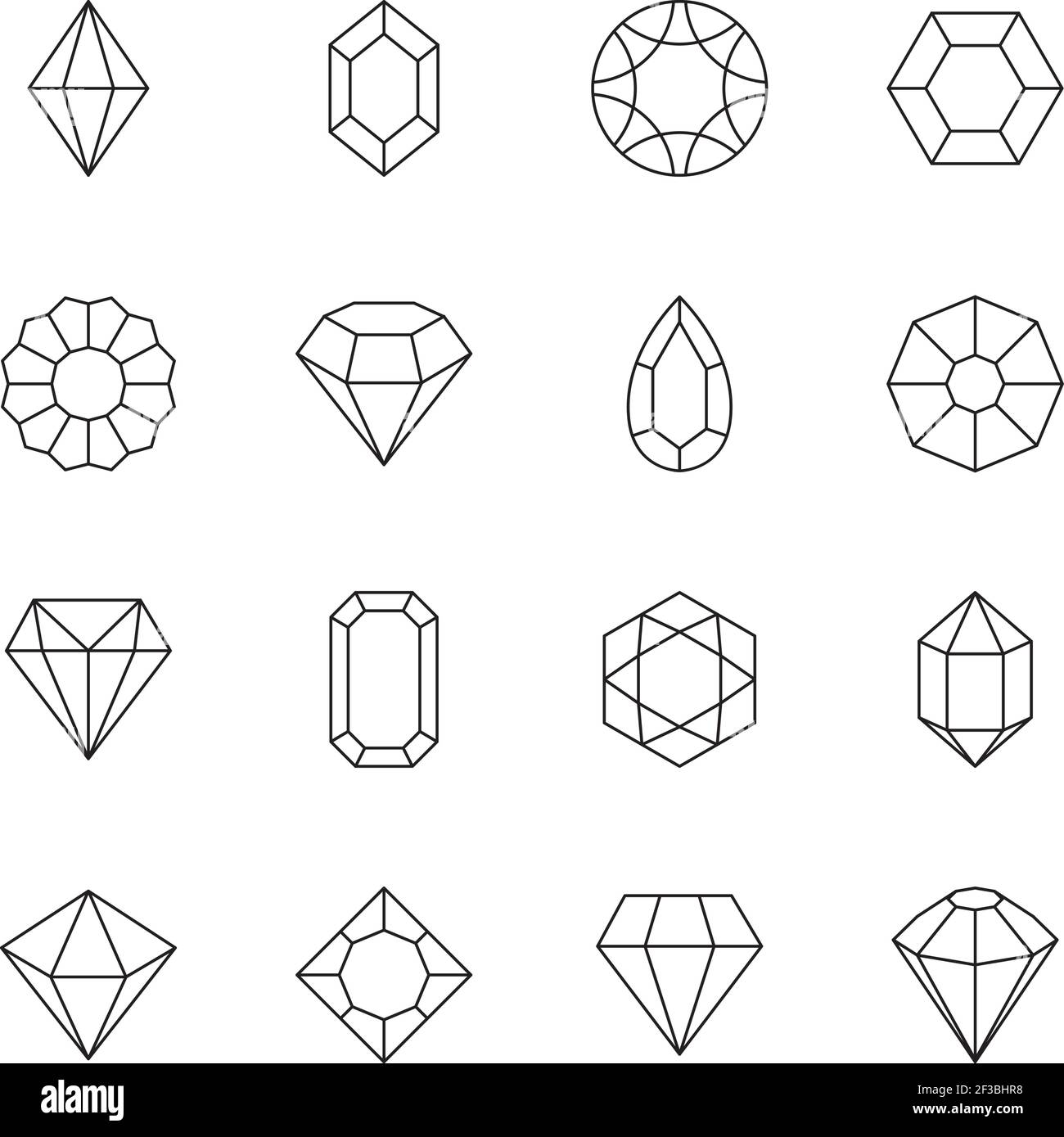 Diamond icon. Jewels outline symbols gems stones geometrical polygonal ...