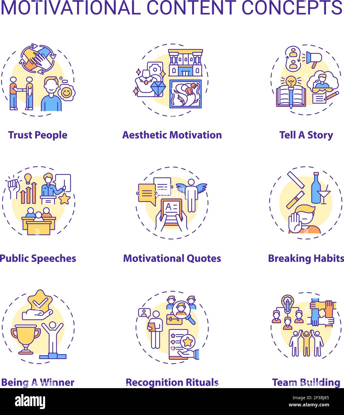 Motivational content concept icons set Stock Vector Image & Art - Alamy
