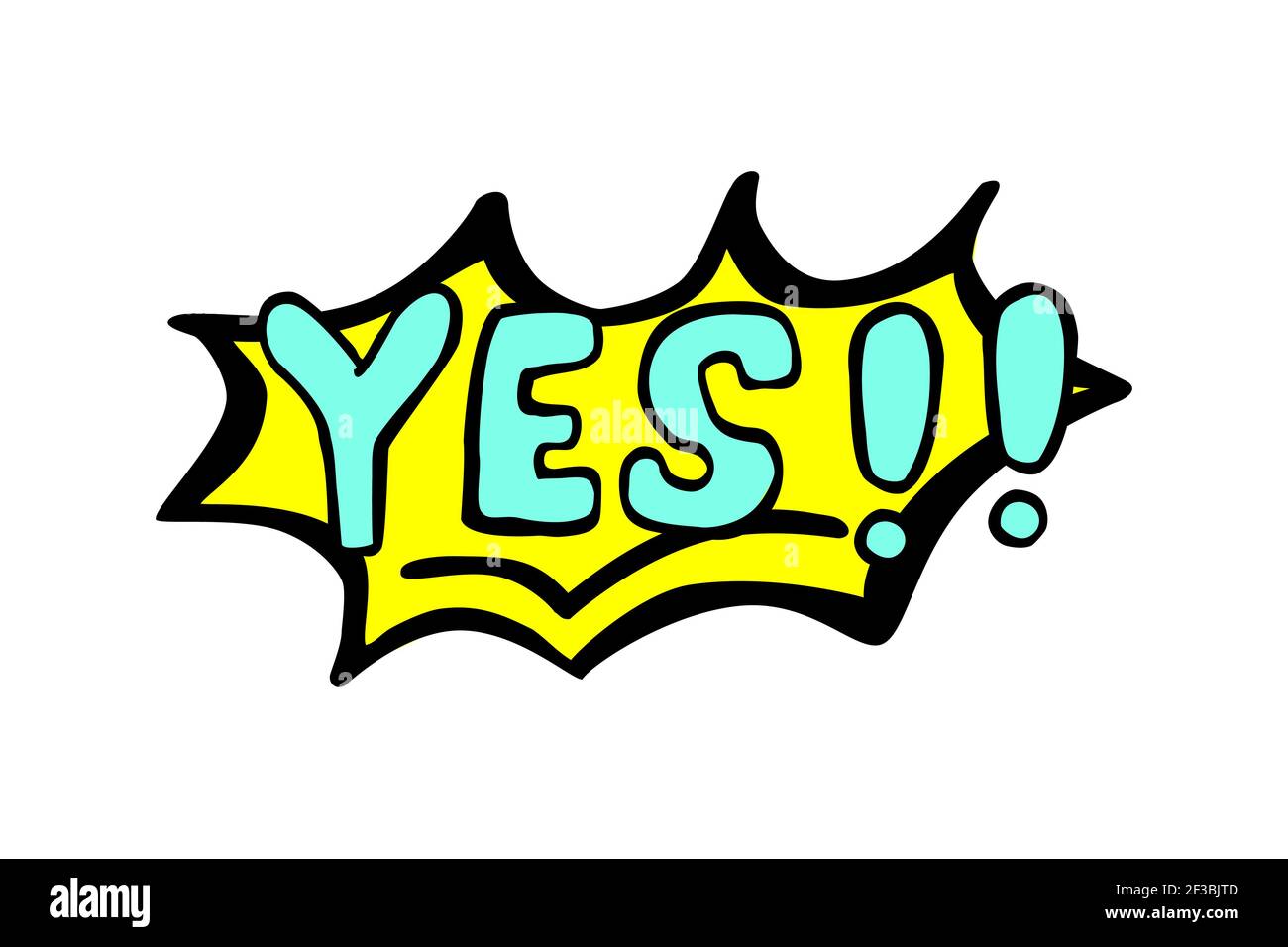 Hand Draw Sketch Yes with Exclamation sign, Red and Yellow Isolated on ...