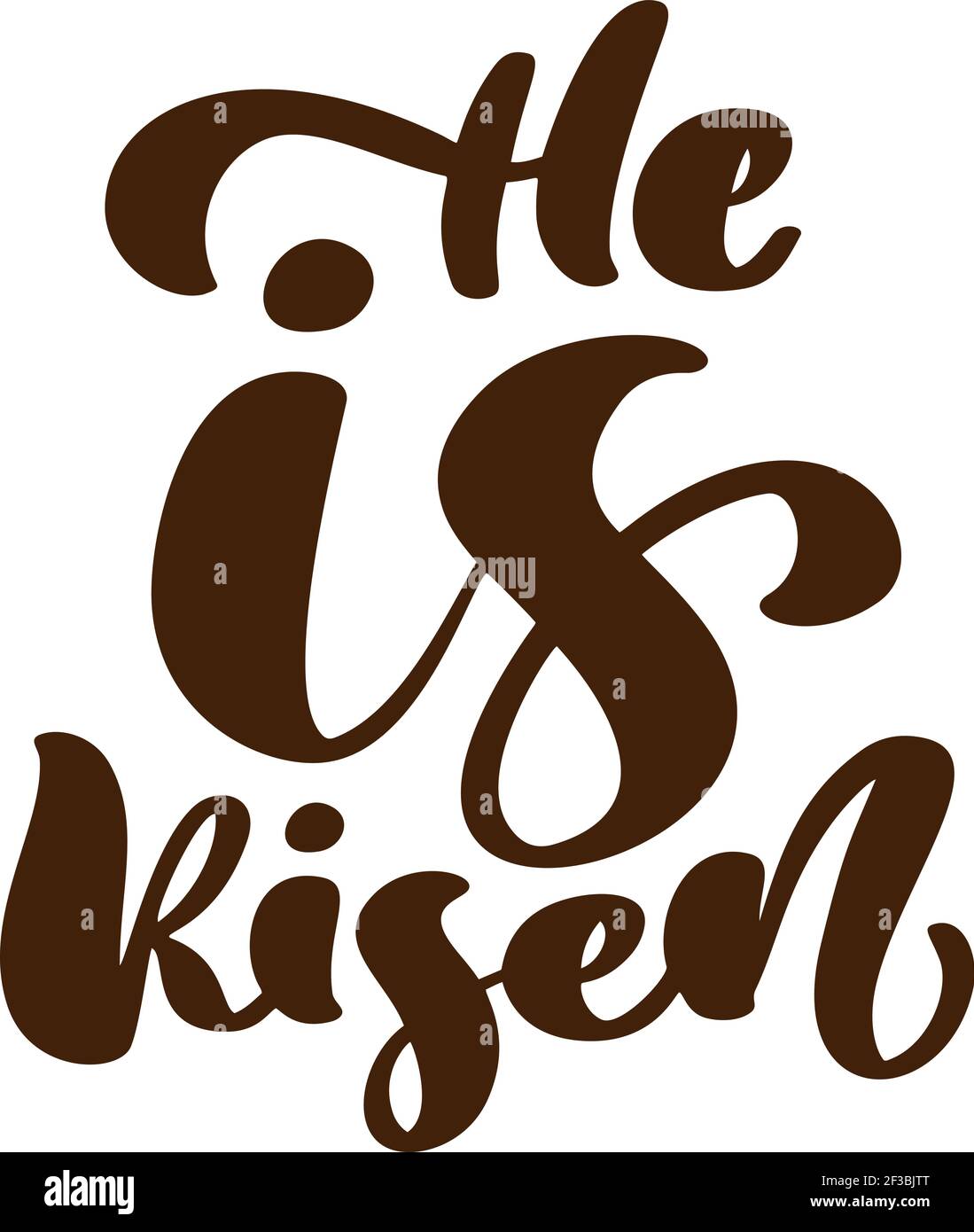 Hand drawn He is Risen Easter Calligraphy lettering Vector text. Christ ...