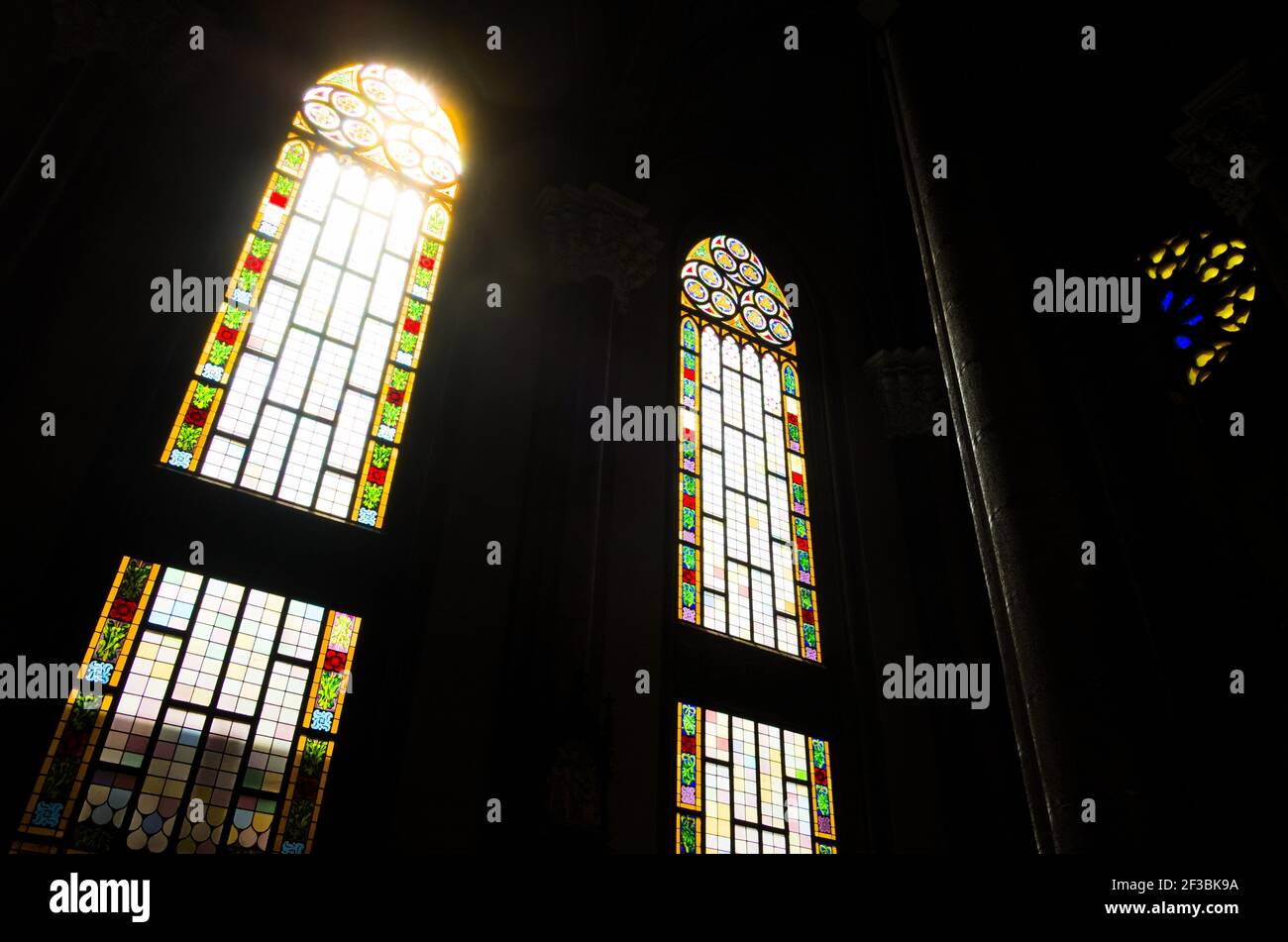 Stained glass windows inside of Church of St. Anthony of Padua ...