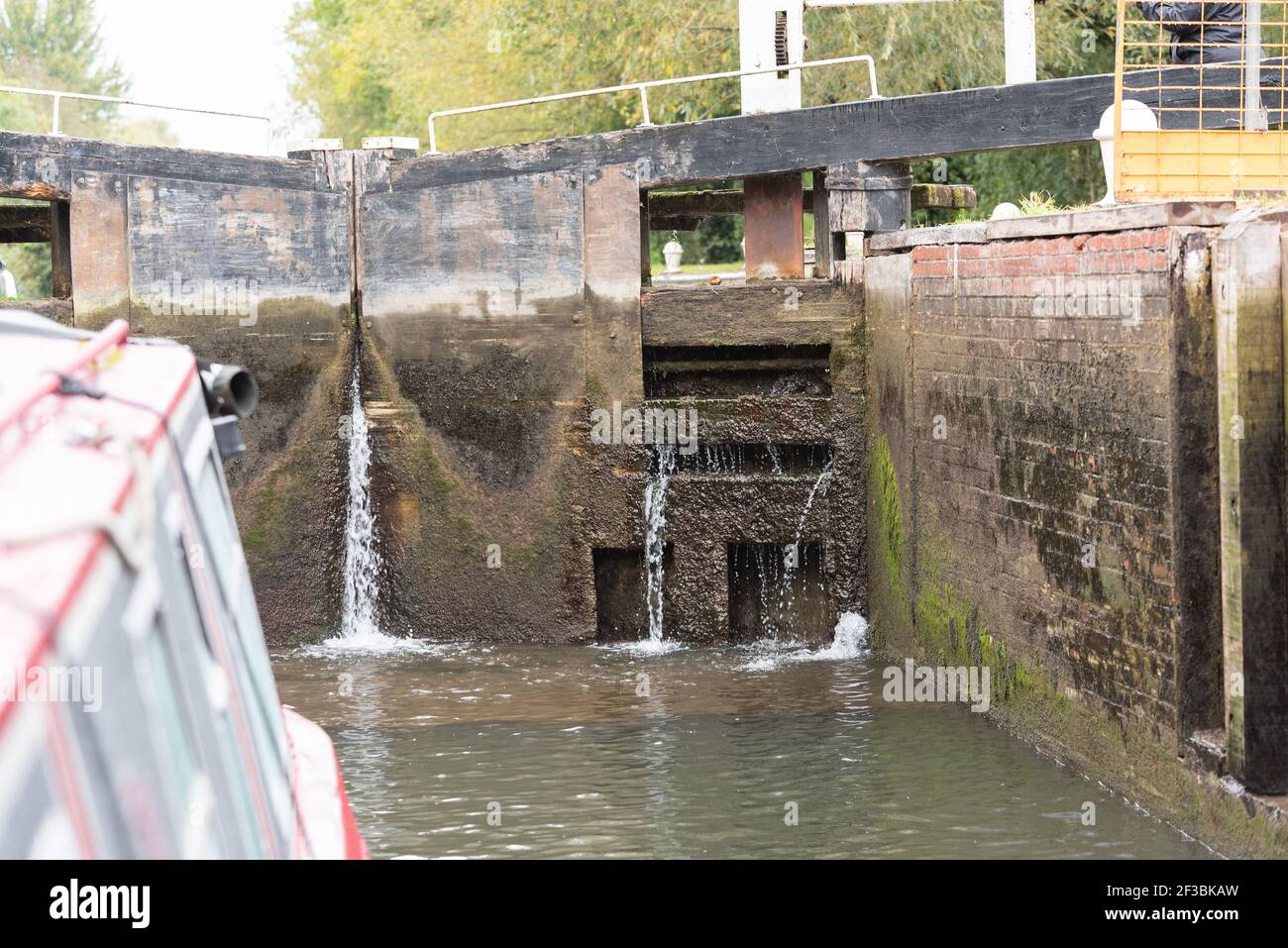 canal gate lock with flowing water Stock Photo - Alamy