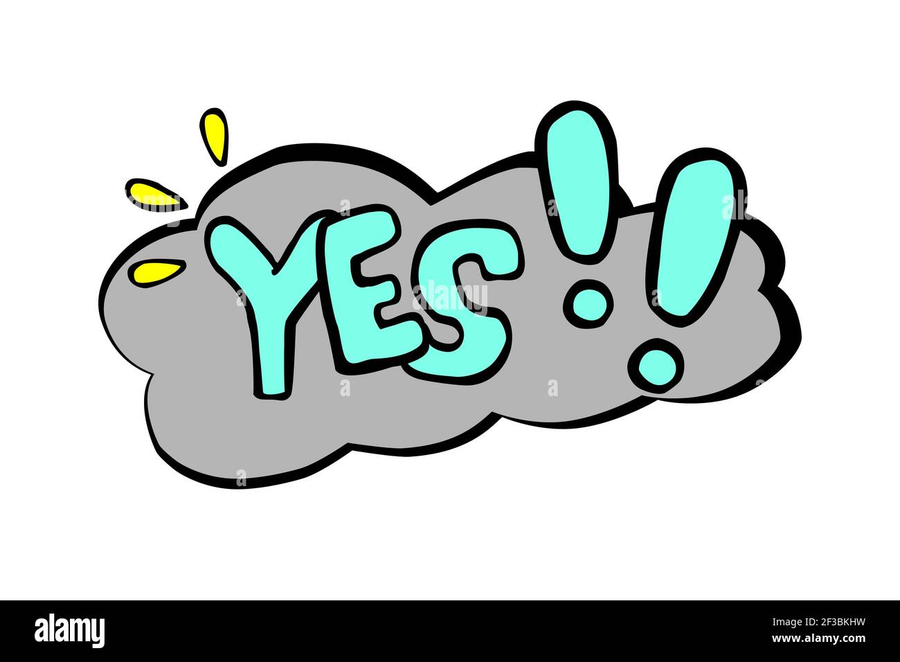 Hand Draw Sketch Yes with Exclamation sign, Red and Yellow Isolated on ...