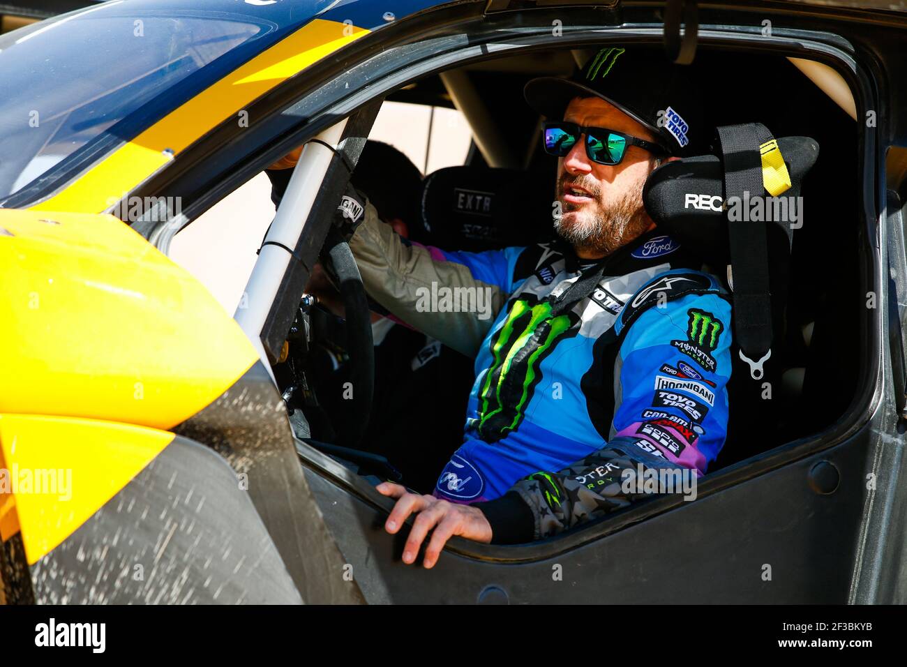 Ken Block, Extreme E SUV at the arrival of the Dakar 2020, in Qiddiya ...