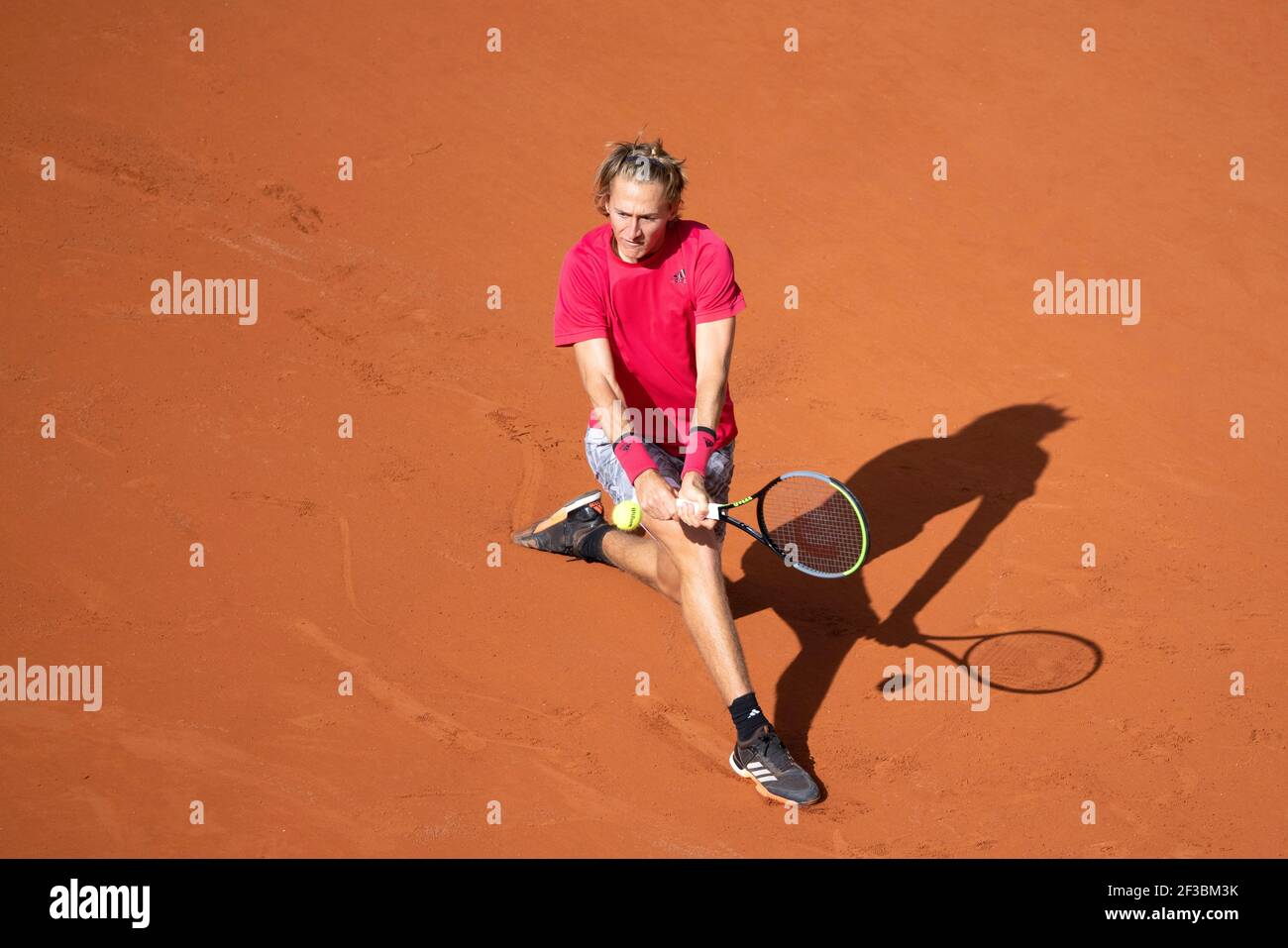 American tennis player Sebastian Korda playing a backhand return during ...