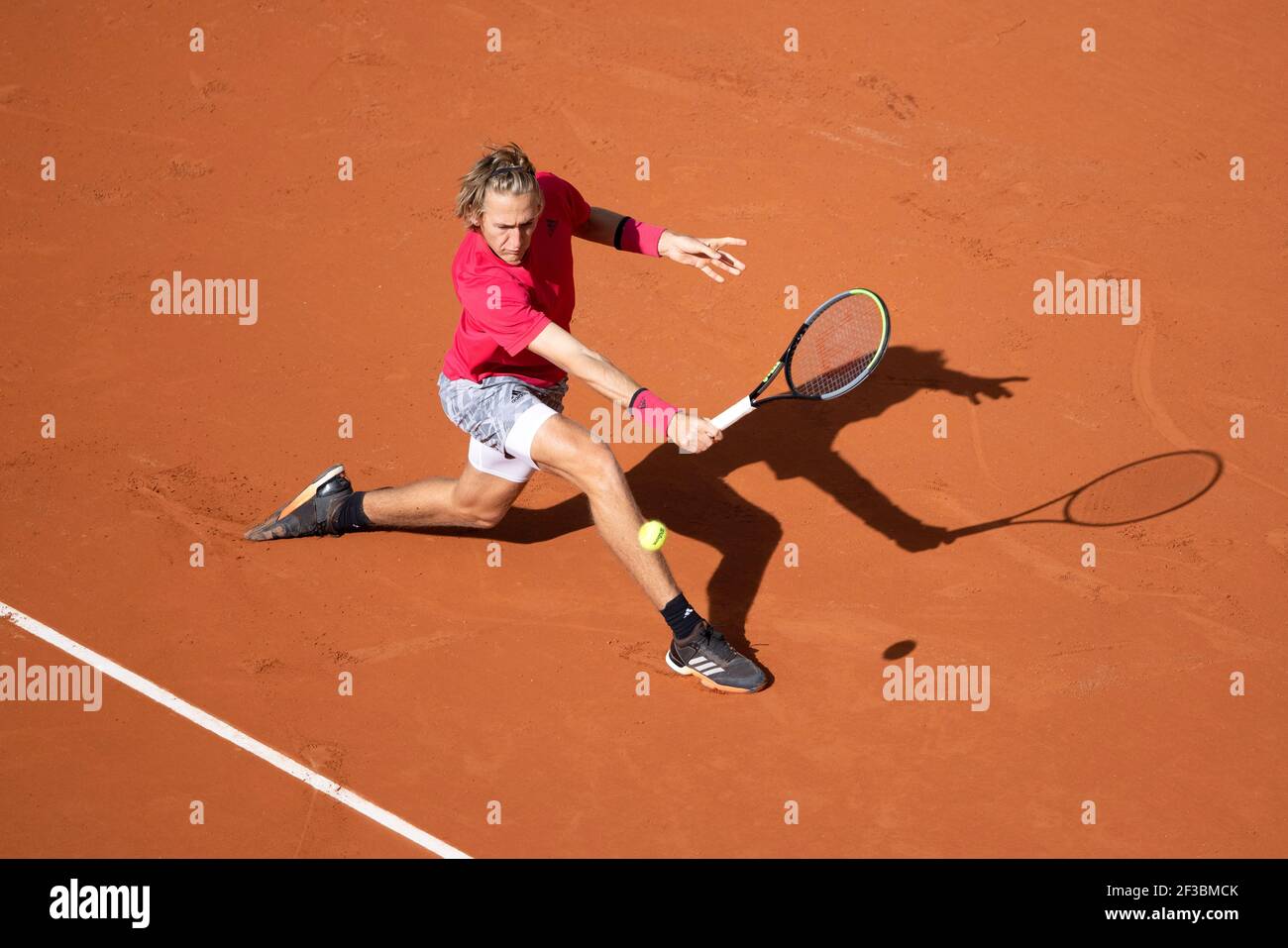 American tennis player Sebastian Korda playing a backhand return during ...