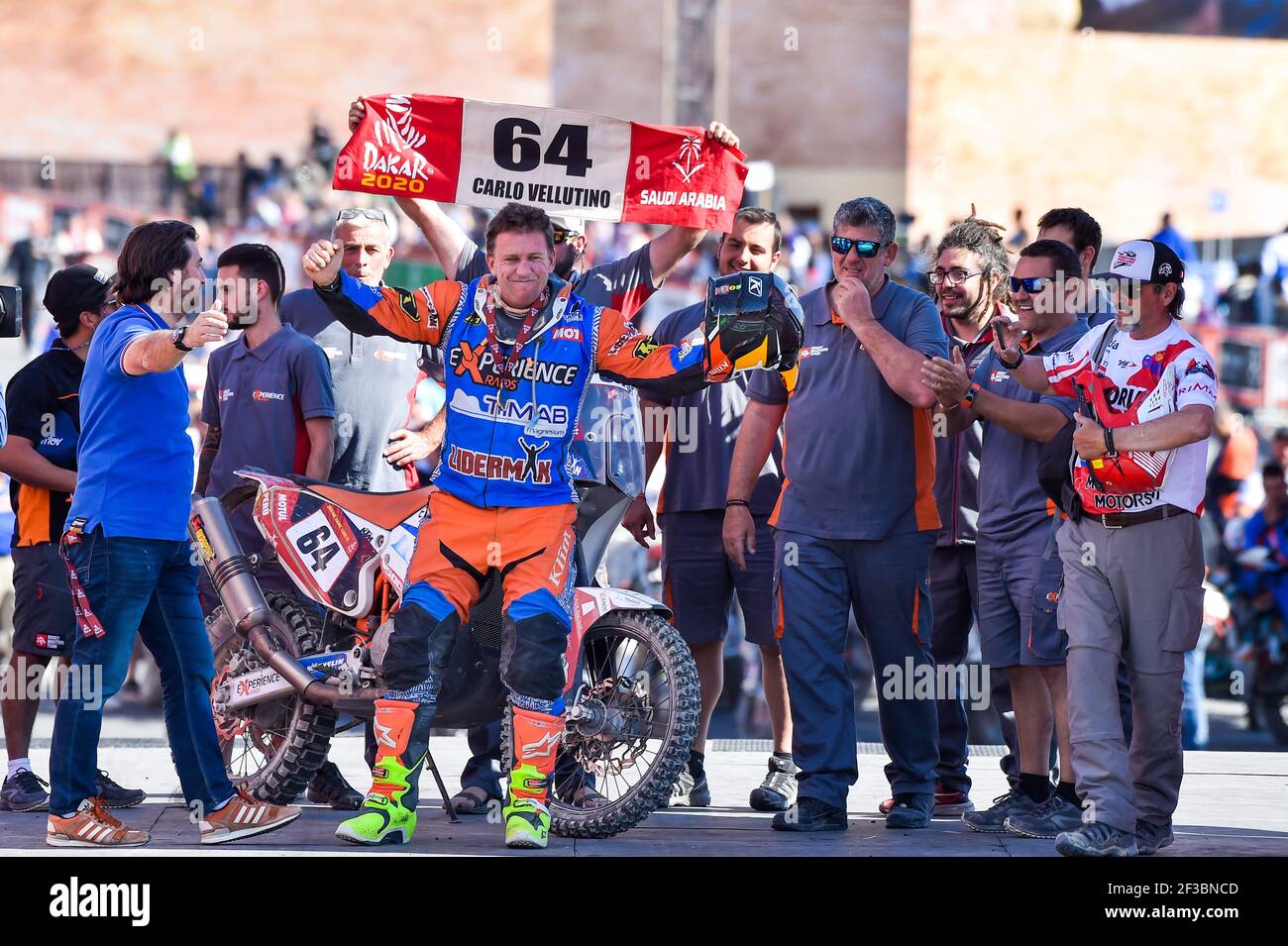 64 Vellutino Carlo (per), KTM, Xraids Team, Moto, Bike, ambiance on the podium at the arrival of ...