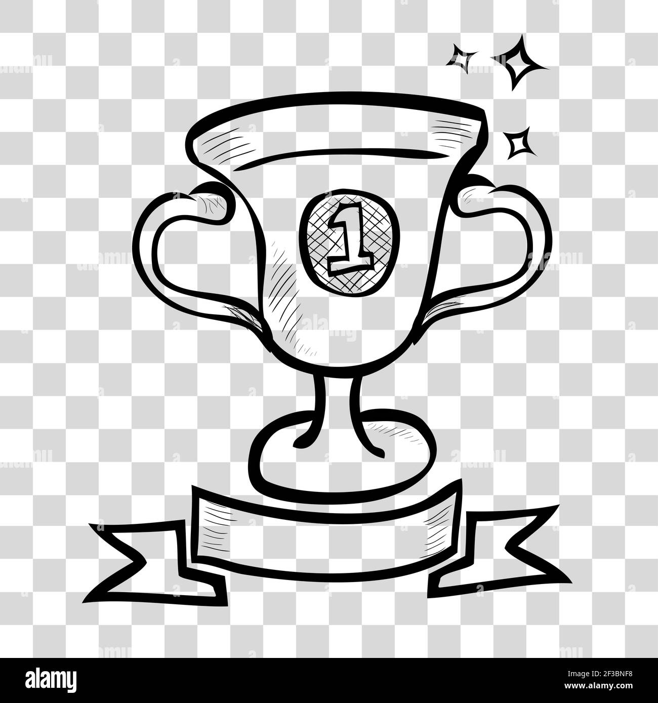 Trophy, Vector doodle hand draw sketch, at Transparent Effect ...