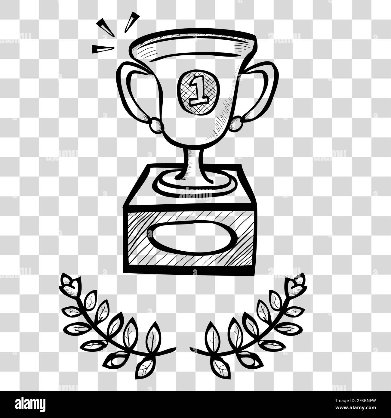 Trophy, Vector doodle hand draw sketch, at Transparent Effect ...