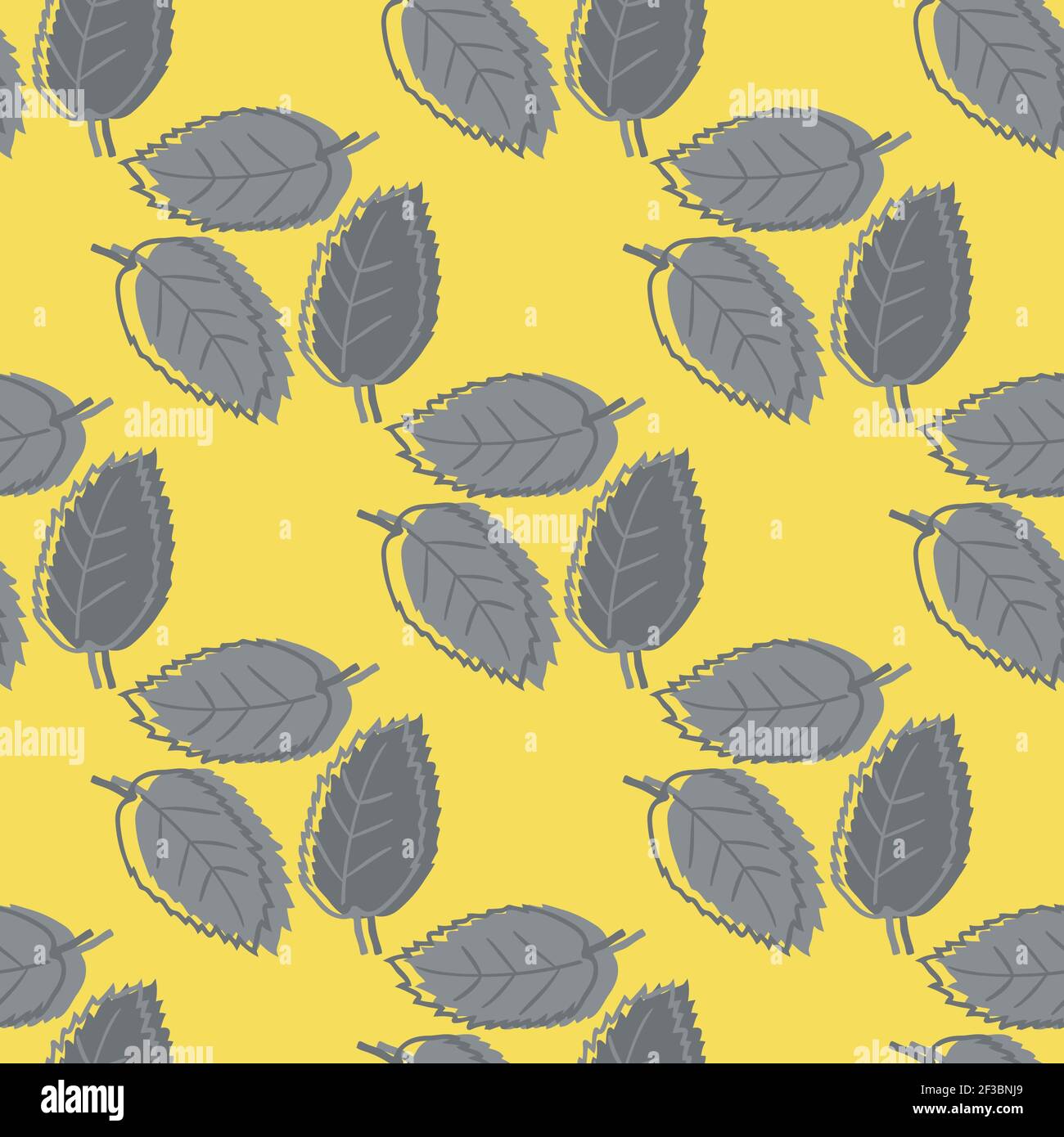 Elm leaf seamless vector pattern background. Backdrop of groups of hand ...