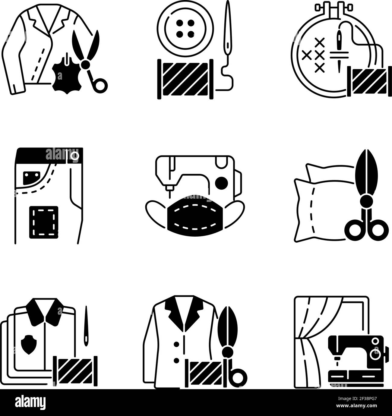 Sewing glyph icon set Cut Out Stock Images & Pictures - Alamy