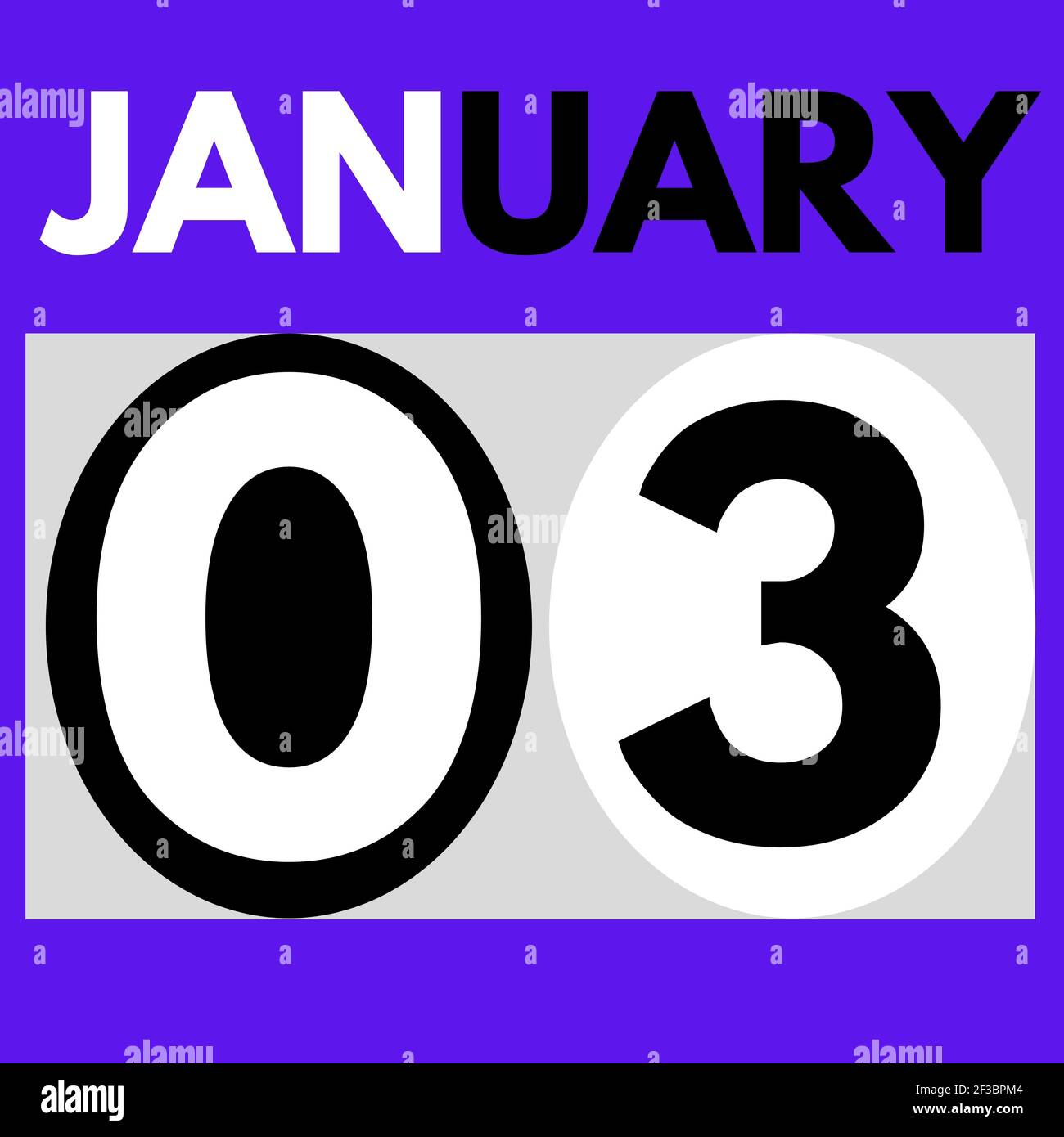 January 3 . Modern daily calendar icon .date ,day, month .calendar for ...