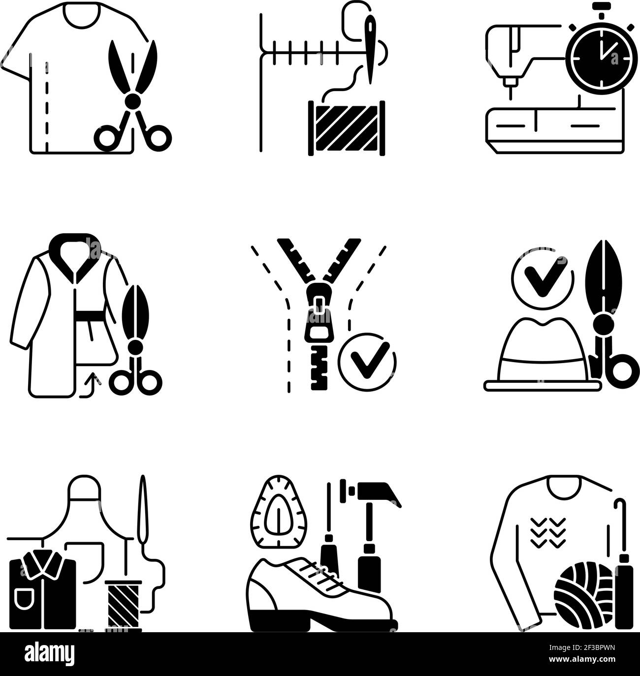 Sewing black linear icons set Stock Vector Image & Art - Alamy