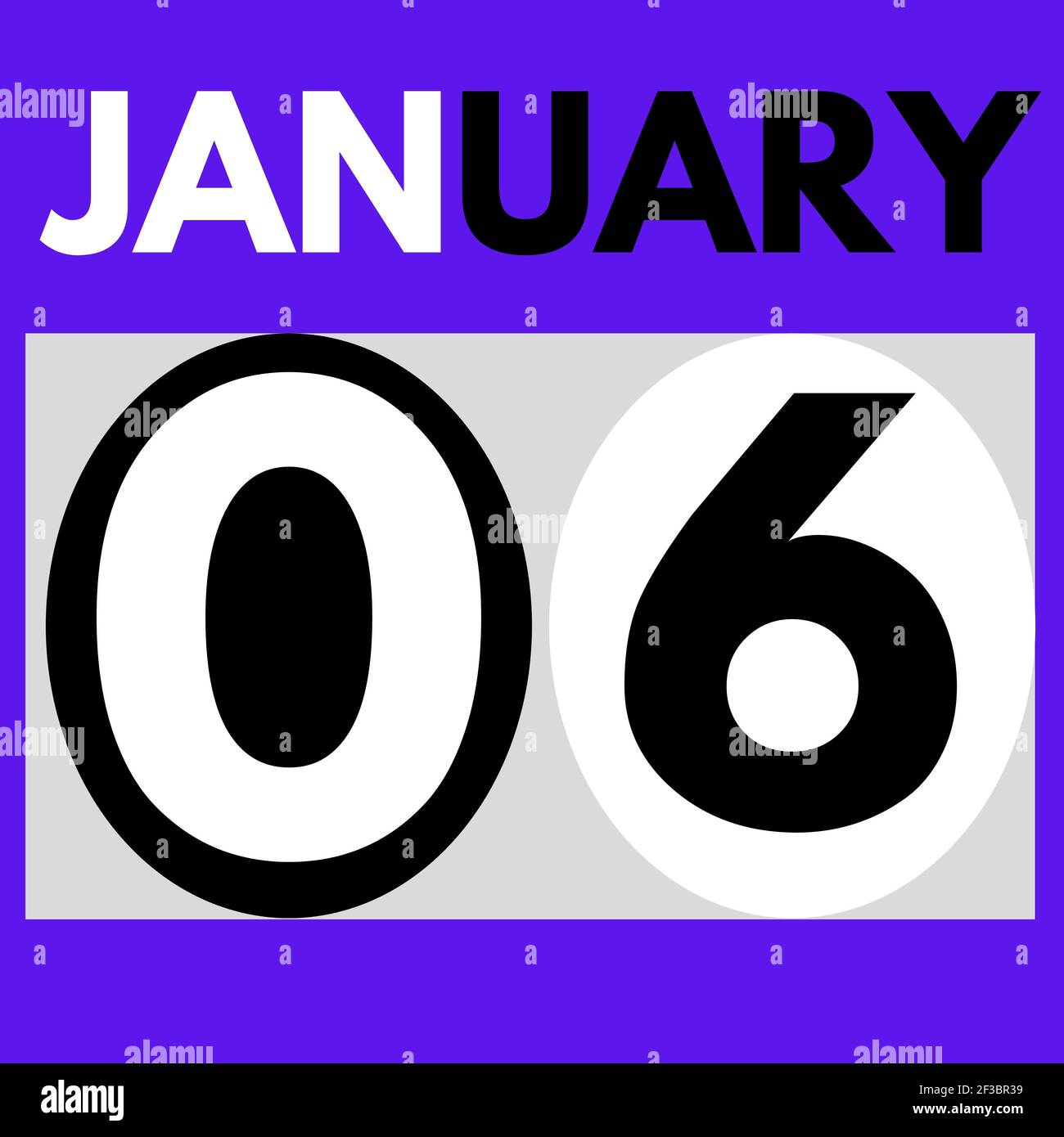 January 6 . Modern daily calendar icon .date ,day, month .calendar for ...