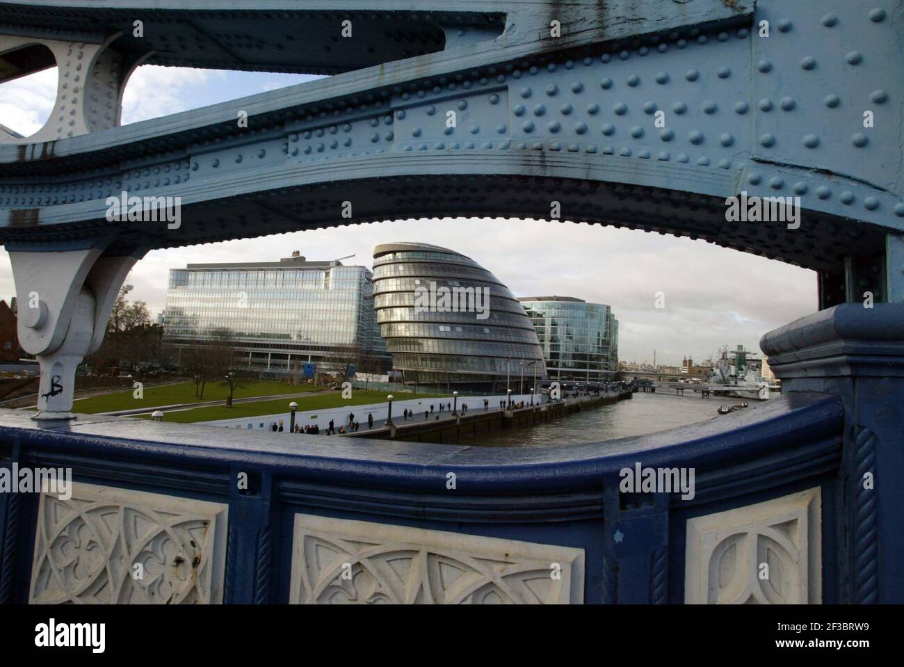 Modern glass buildings in and around the Tower Bridge area, London ...