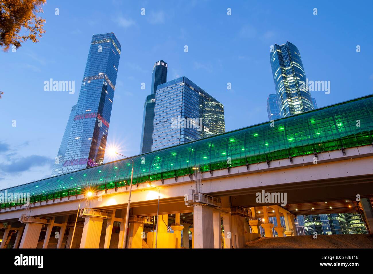 Moscow Central Circle (Little Ring, MCC,or MK MZD) and skyscrapers of ...