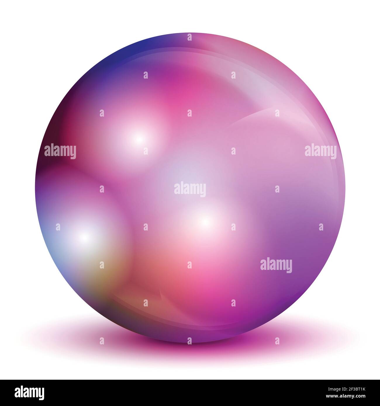 Glass colorful ball or precious pearl. Glossy realistic ball, 3D ...