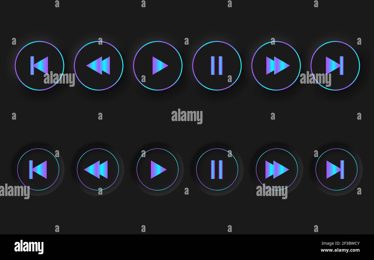 Set of black round vector buttons for player in neomorphism style Stock Vector Image & Art - Alamy