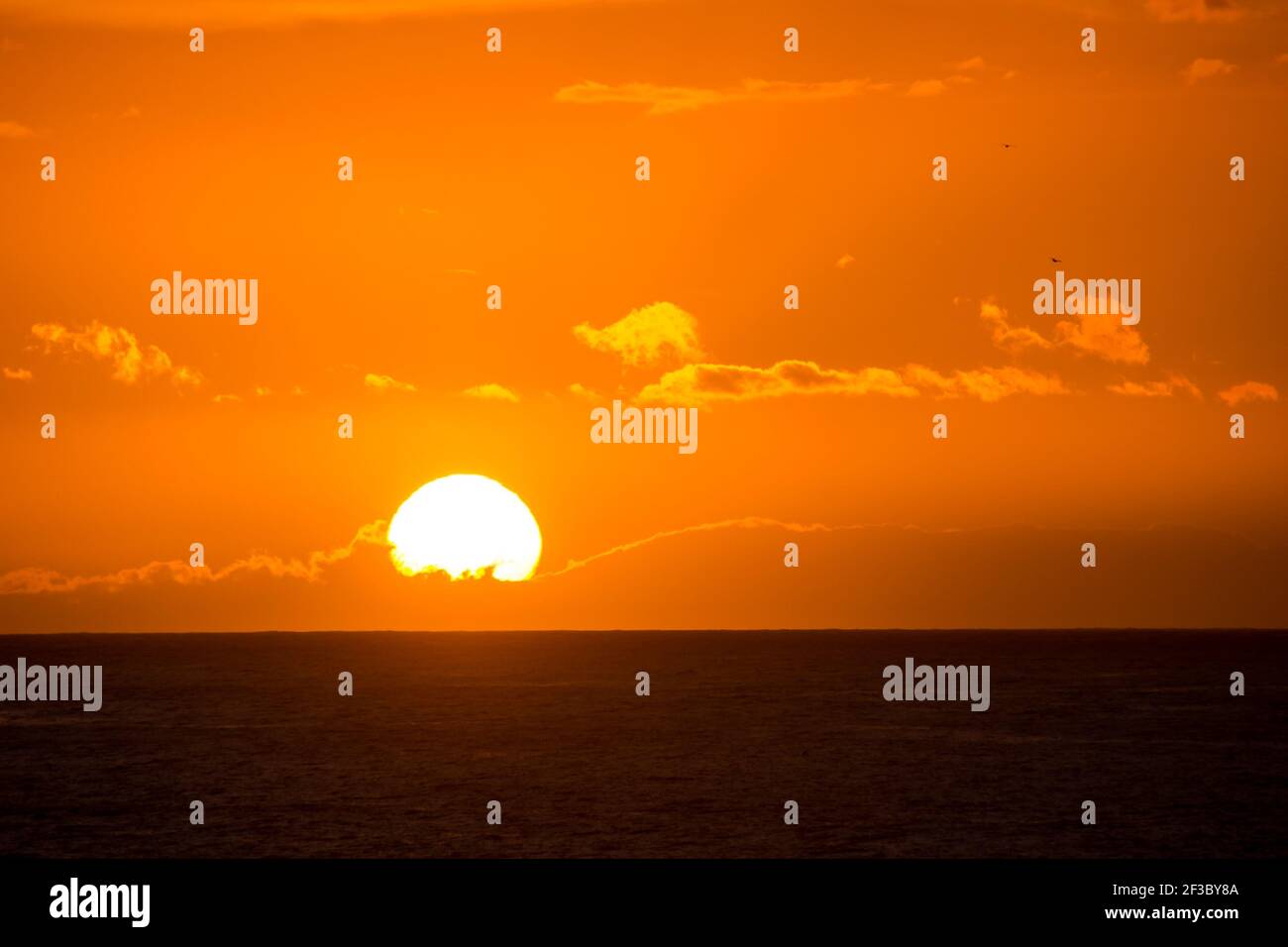 A scenic orange sunset at the beach Stock Photo - Alamy