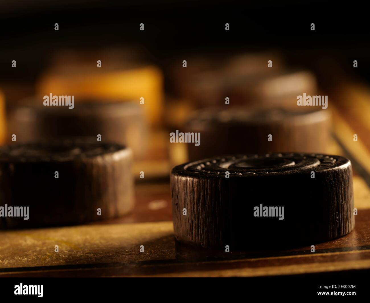 Vintage wooden checkerboard with brown and cream colored checkers Stock ...