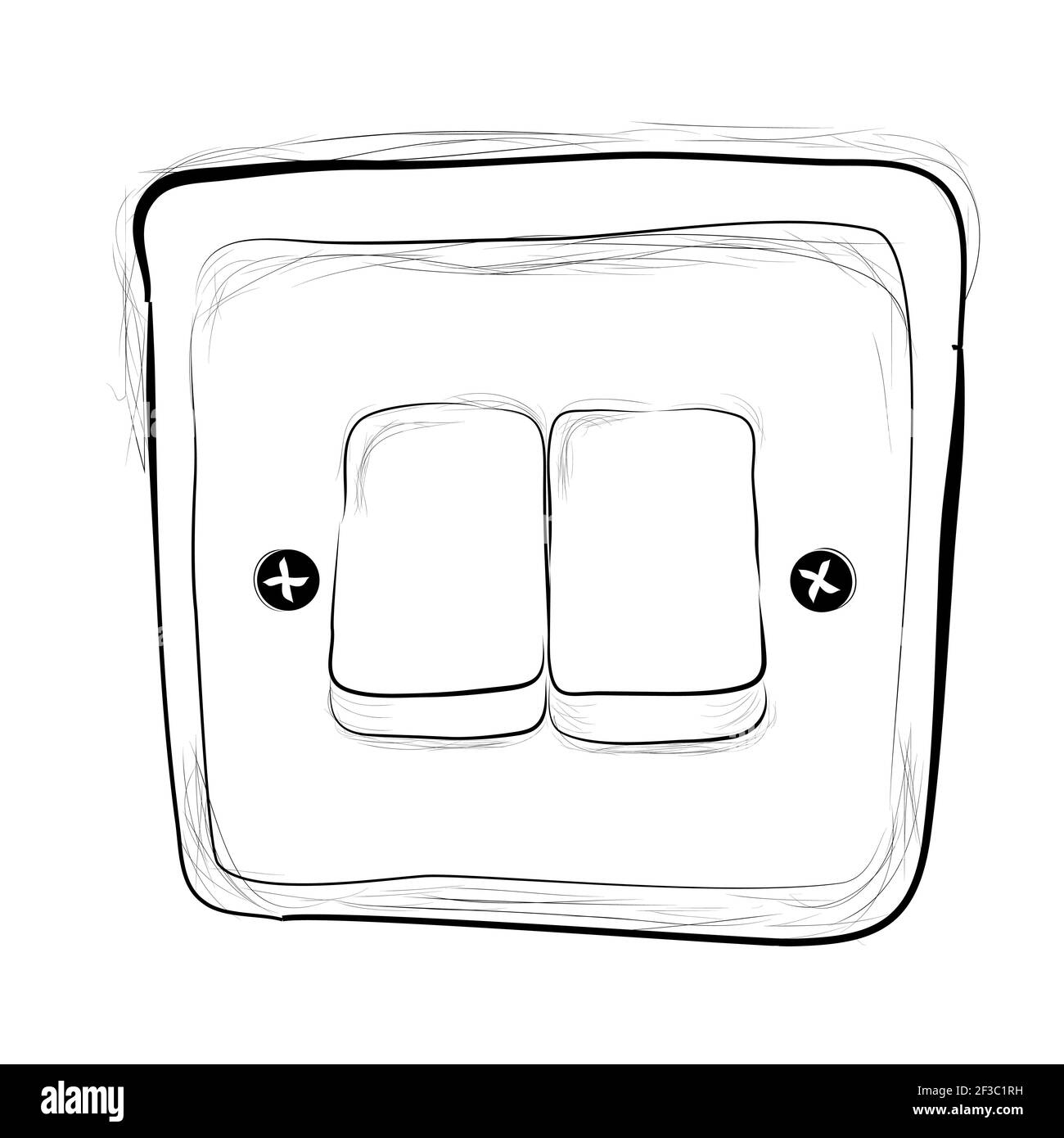 Vector Doodle Hand Draw Sketch on off Electricity Switch Stock Vector ...