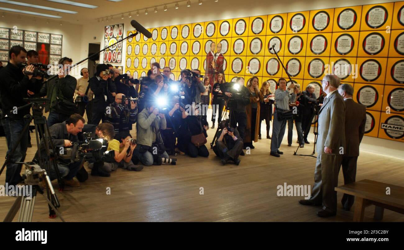 Artists Gilbert and George pose for photographers during the press ...