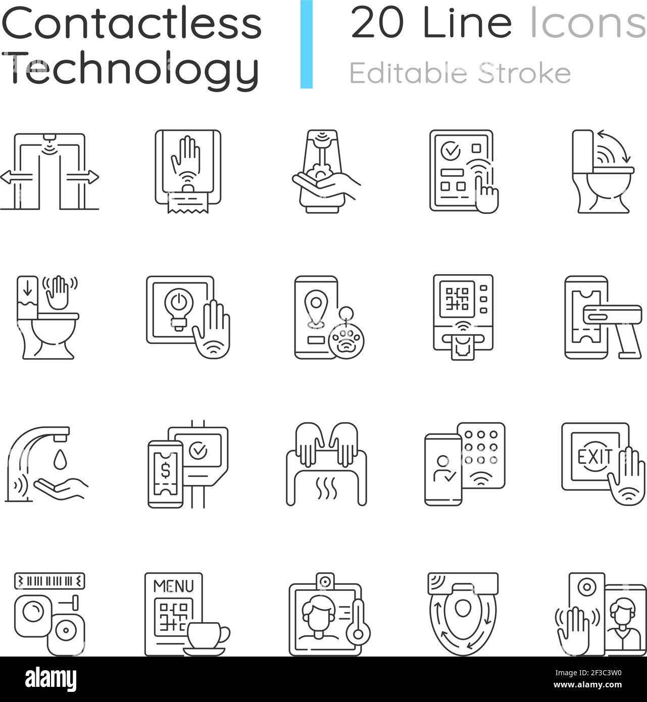 Contactless technology linear icons set Stock Vector Image & Art - Alamy