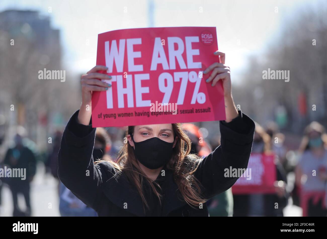 Demonstrators during a protest in Dublin organised in remembrance of ...