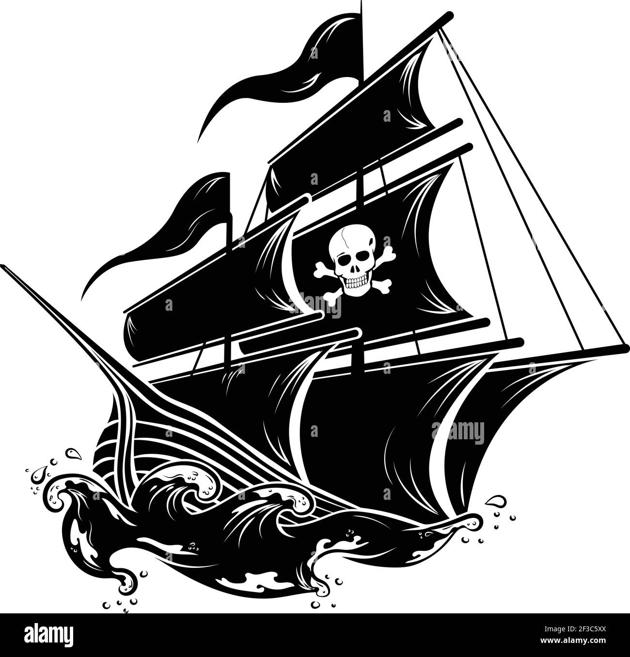 Cartoon pirate ship wooden Cut Out Stock Images & Pictures - Alamy