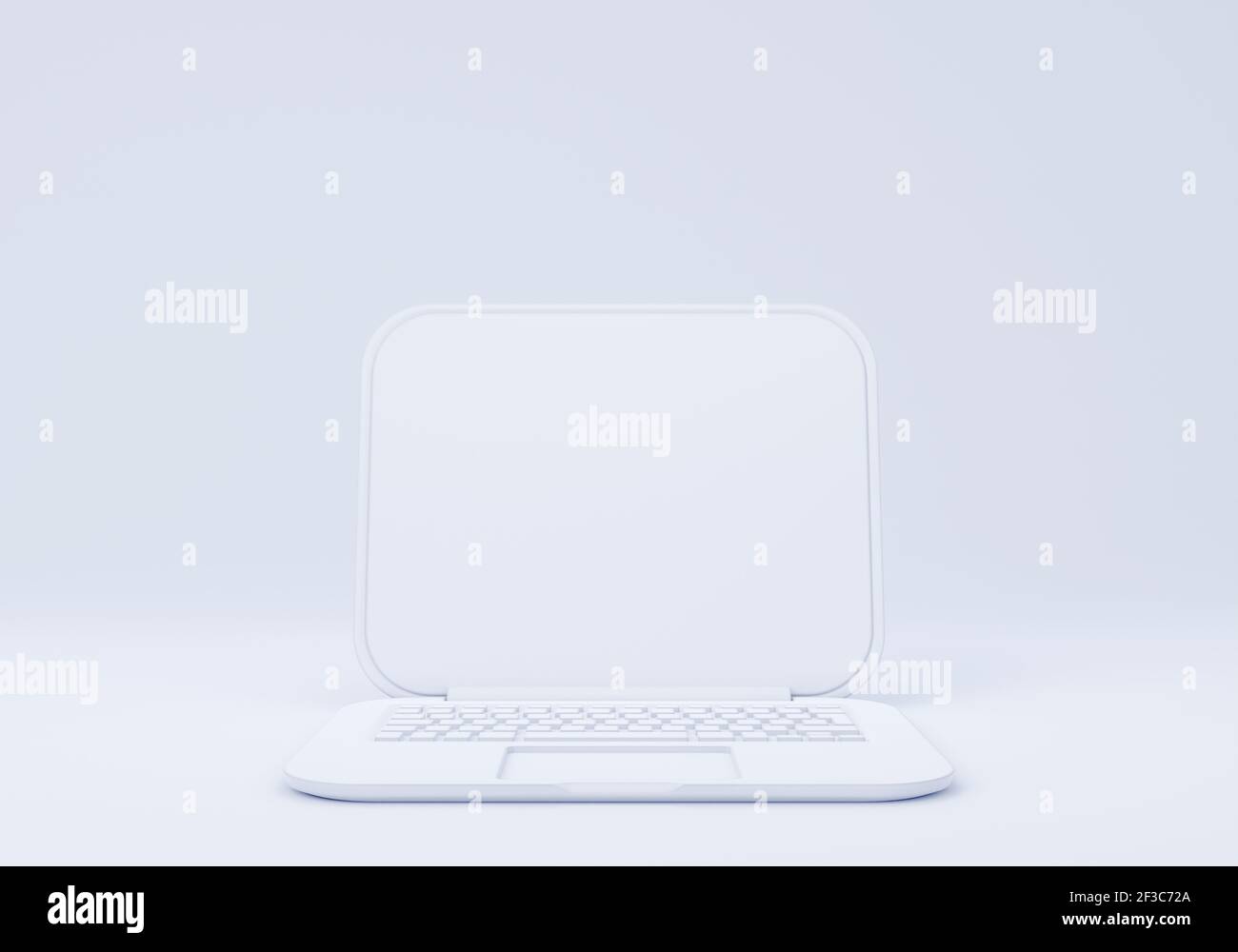 White laptop with blank screen mockup on yellow background Stock Photo ...