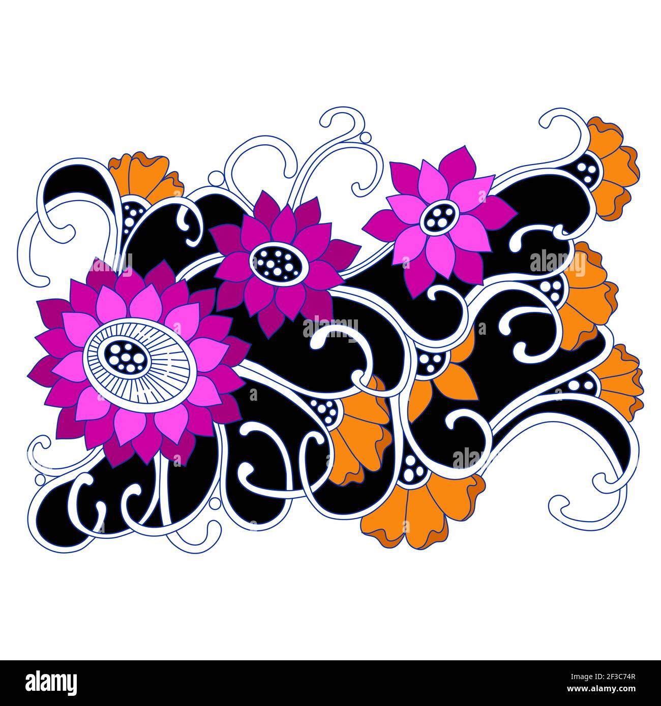 Bohemian floral pattern with fantasy stylized flowers. Colorful print ...