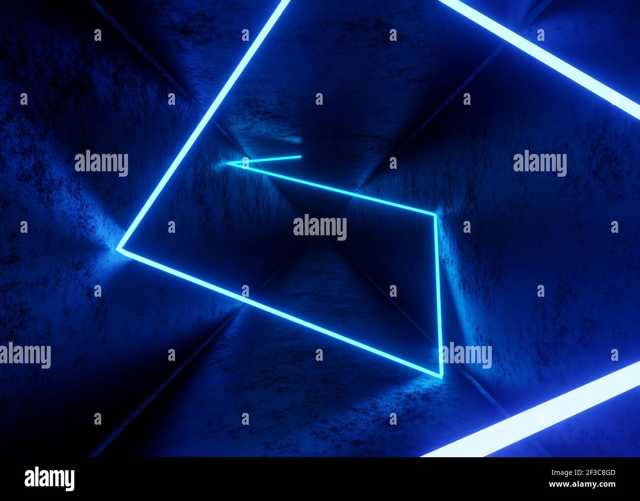 3d render, abstract tunnel background with blue neon lights Stock Photo ...