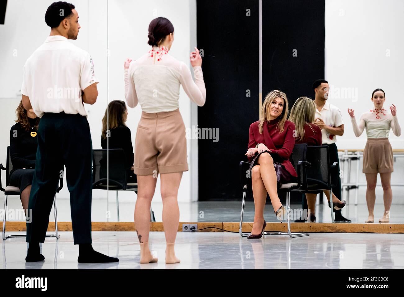 Queen Maxima during a visit to the Dutch Dance Theater in The Hague ...