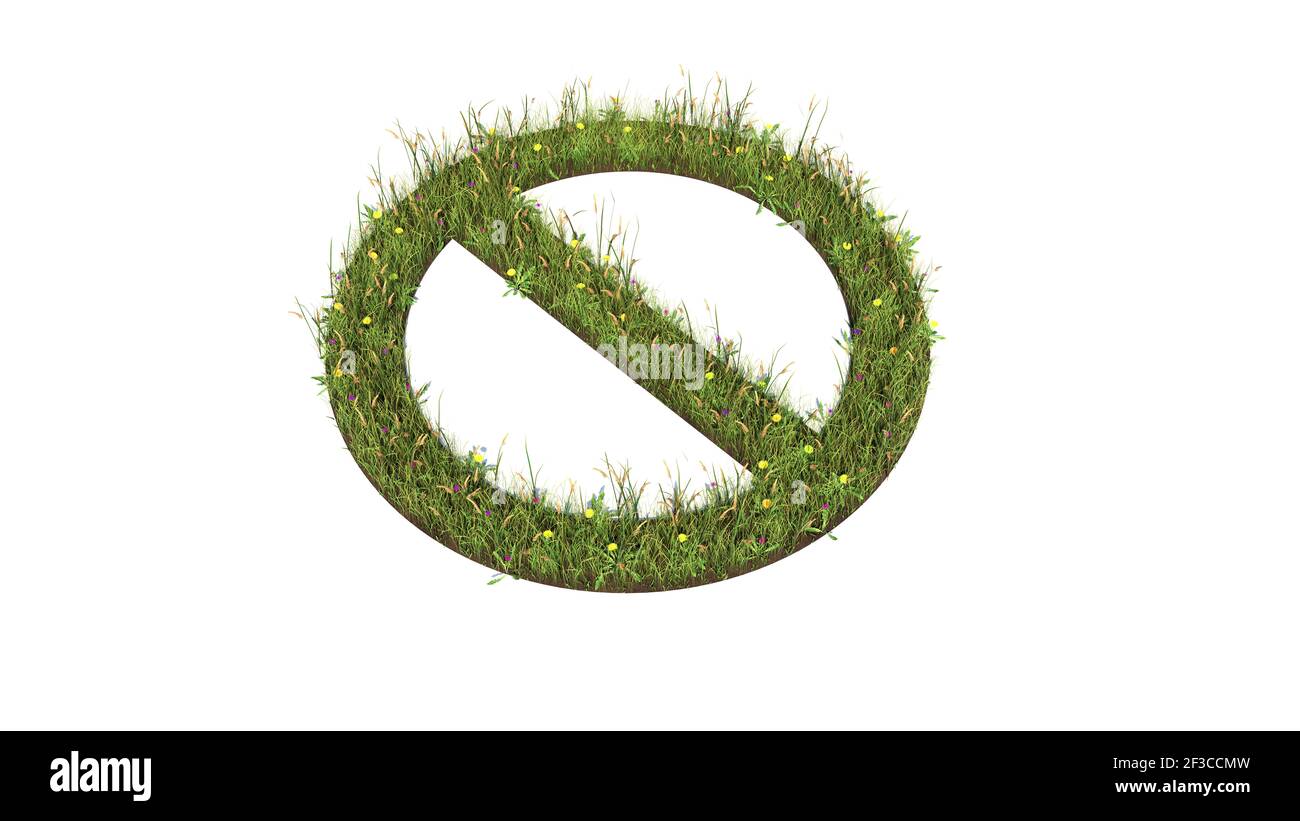 3d rendered grass field with colorful flowers in shape of symbol of ...