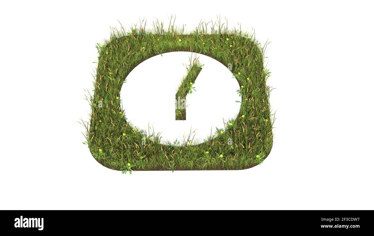 3d rendered grass field with colorful flowers in shape of symbol of ...