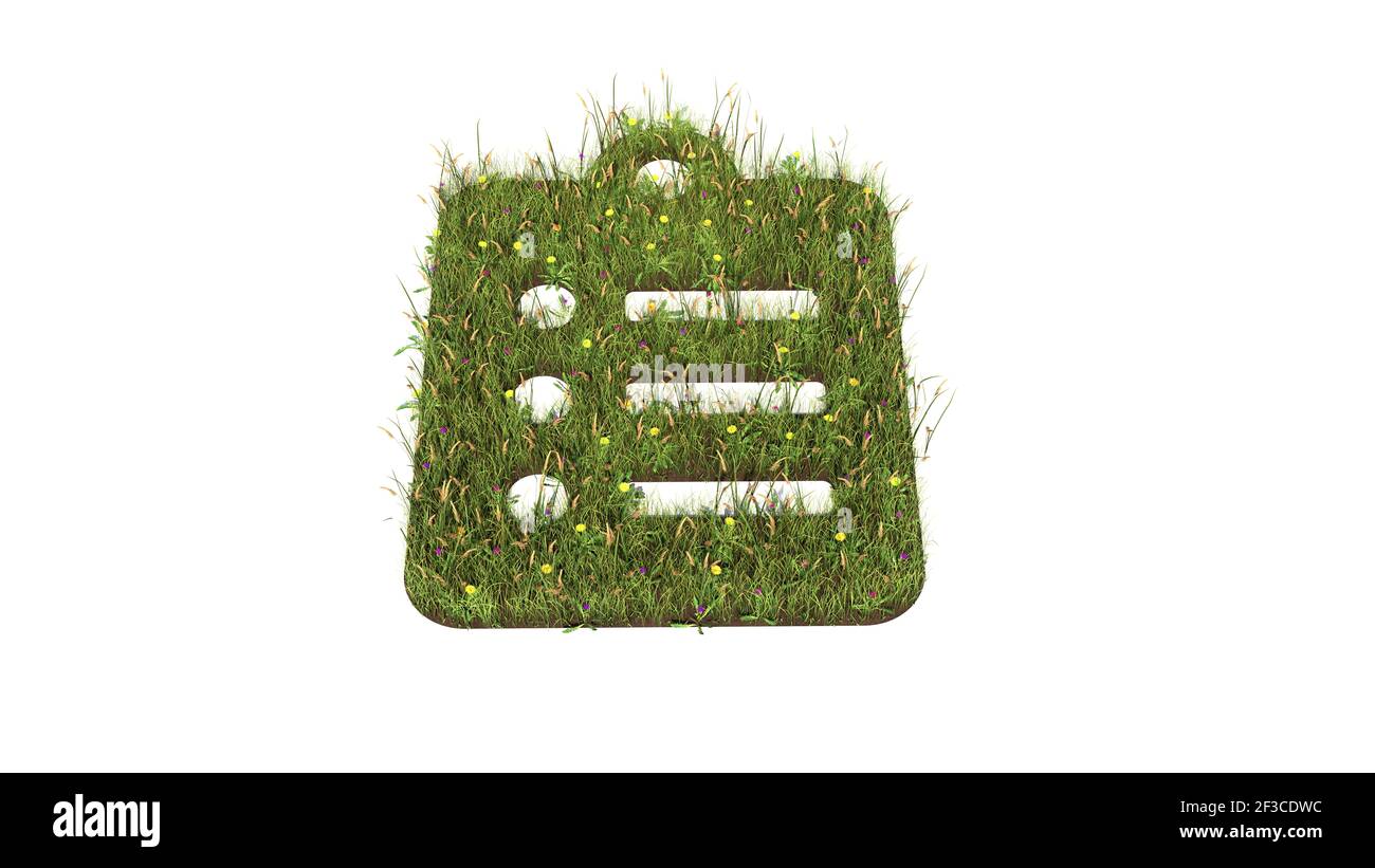 3d rendered grass field with colorful flowers in shape of symbol of ...